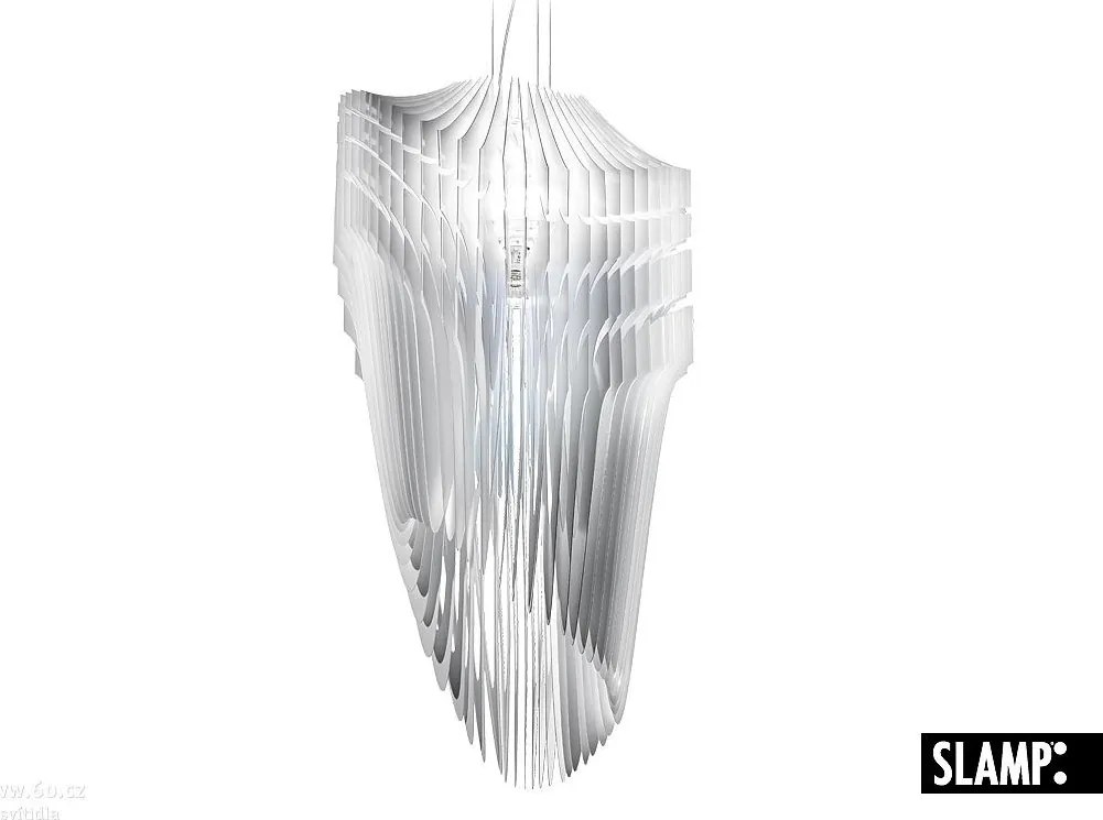 Slamp Avia suspension S, bílé designové svítidlo od Zaha Hadid, 2x52+1x50W, délka 85cm