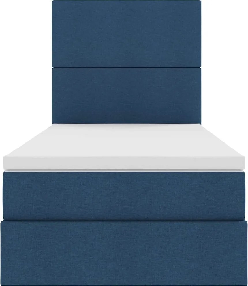 Postel s úložným prostorem a matrací Modrá 100 x 200 cm textil 3371702