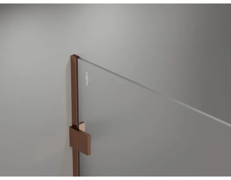 Mexen Lunar sprchová stěna pravá 110 x 200 cm, 8mm čiré sklo, růžové zlato, 830-110-000-60-00-P