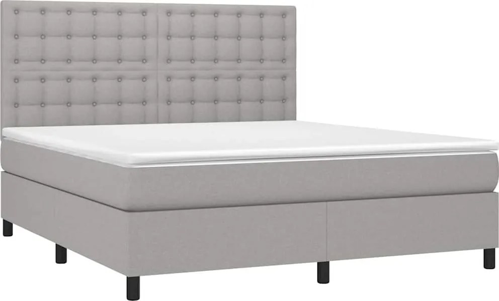 Box spring postel s matrací a LED světle šedá 160x200 cm textil 3135205