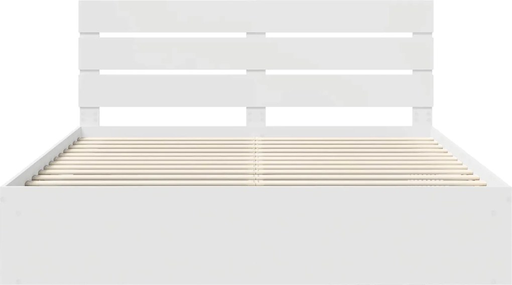 Rám postele s čelo Bílá 200 x 200 cm Masivní borové dřevo 3411704