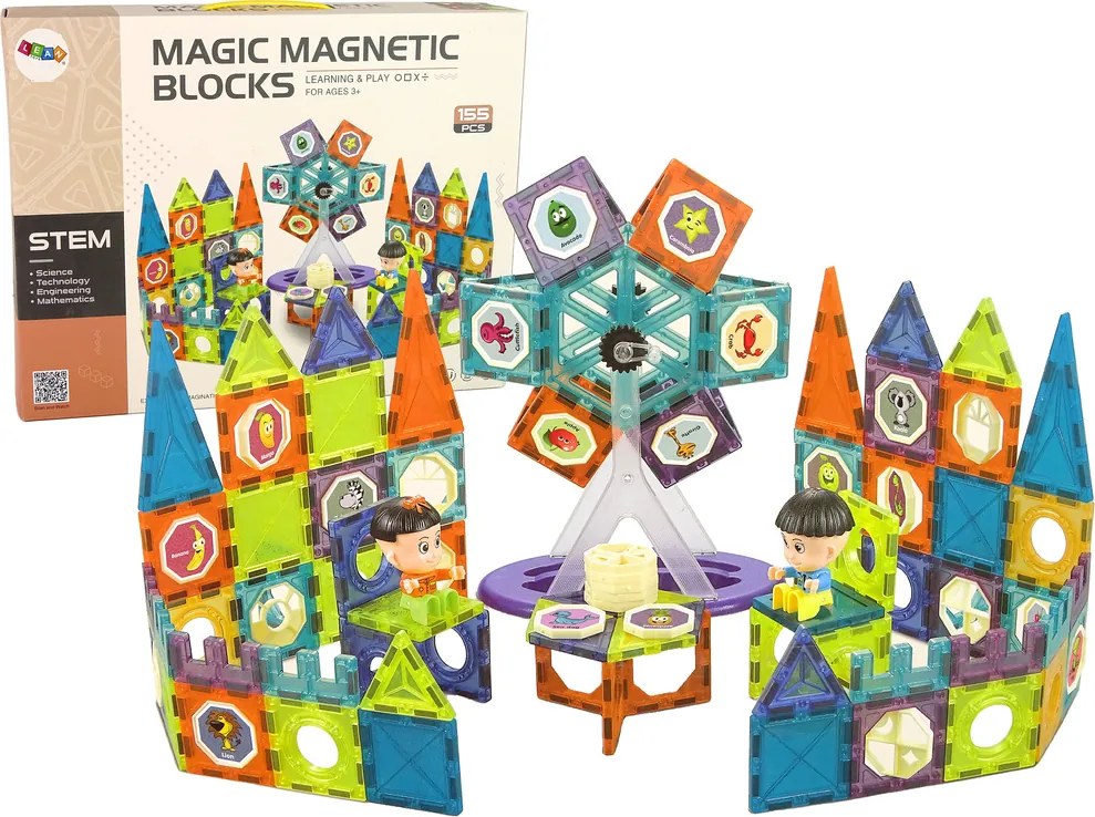 LEAN Toys Magnetické stavebnice 3D – Ruské kolo, 155 dílů