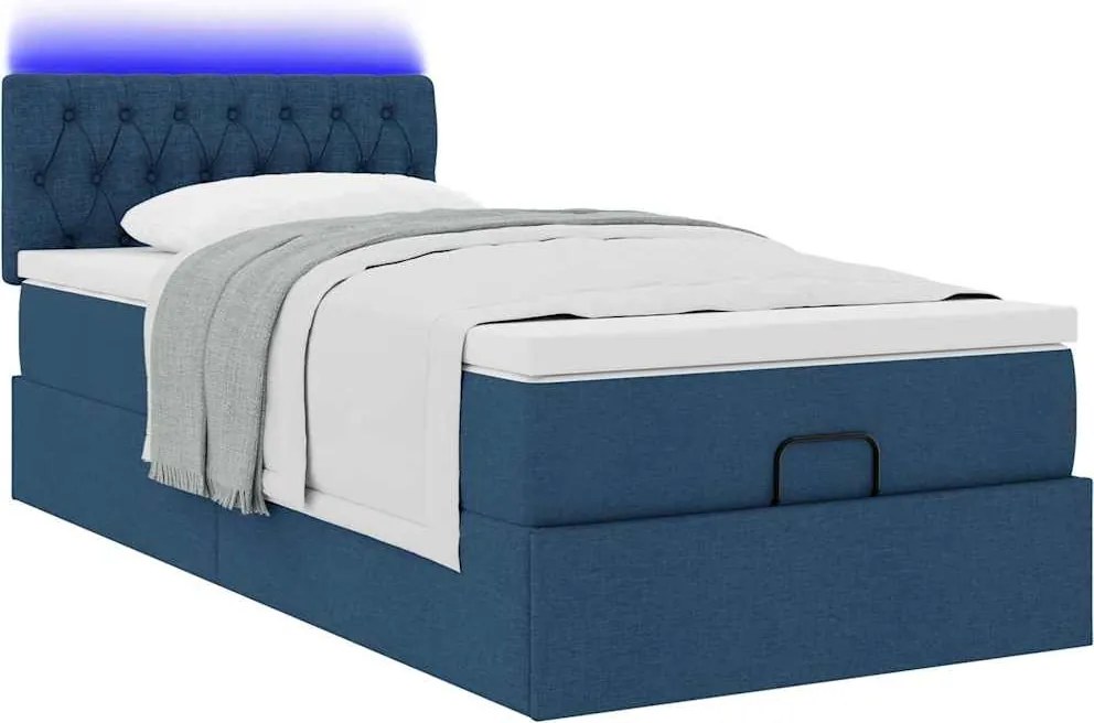 Osmanský rám postele s matrací modrá 90x190cm textil 3312359