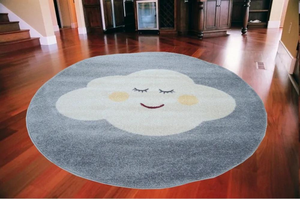 Dětský kusový koberec Mráček šedý kruh, Velikosti 100x100cm | BIANO