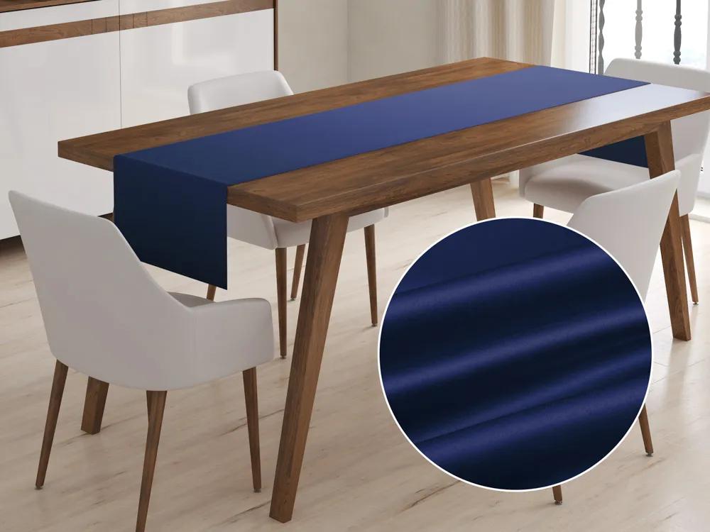 Biante Saténový běhoun na stůl polyesterový Satén LUX-L039 Námořnická modrá 20x180 cm