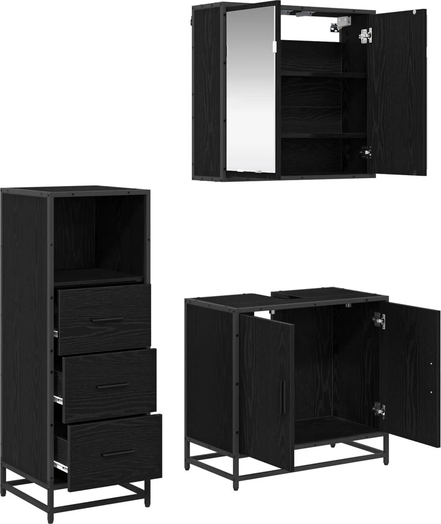 Sada koupelnového nábytku 3 ks Černý dub 65 x 33 x 60 cm 3402446