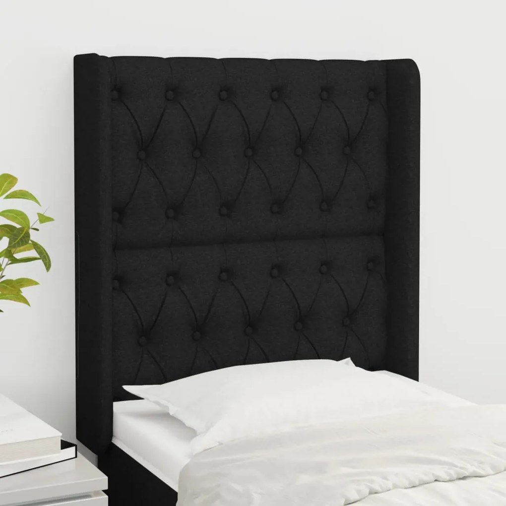 Čelo postele typu ušák černé 83x16x118/128 cm textil 3119892
