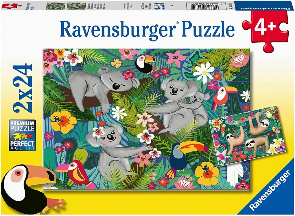 Puzzle ravensburger puzzle 051830 koaly a lenochodi 2x24 dílků