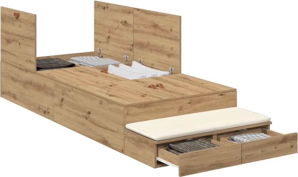 Rám postele s úložným prostorem se dveřmi Artisanový dub 100 cm 3335620