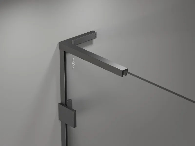 Mexen Lunar L, pravý výklopný sprchový kout 75 x 80 cm, 8mm čiré sklo, grafitový profil, 834L-075-080-95-00-P