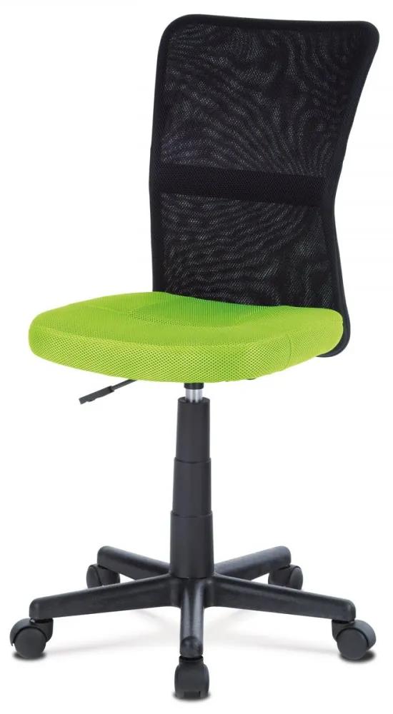 Kancelářská židle, zelená mesh, plastový kříž, síťovina černá KA-2325 GRN