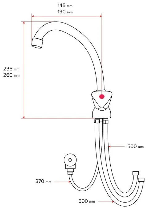 Mereo dřezová stojánková baterie pro nízkotl. ohřívače výška ramínka 220 mm mosaz chrom CBS201016M
