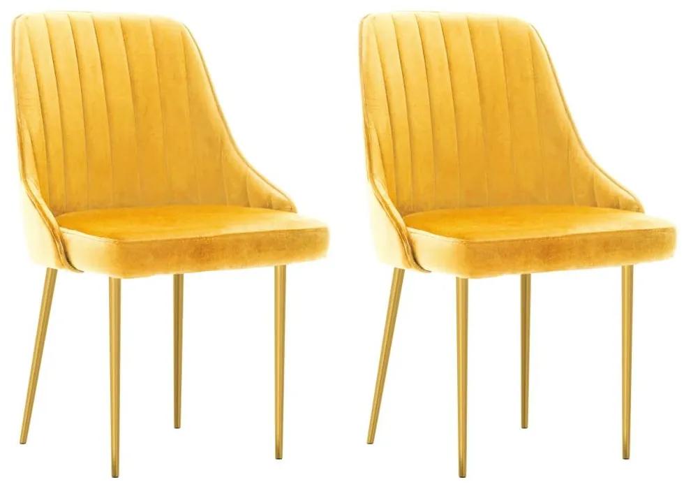 Petromila Jídelní židle 2 ks žluté samet