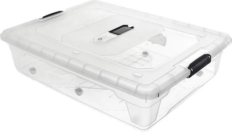 Úložný box s víkem a kolečky nízký MULTI, 55 l