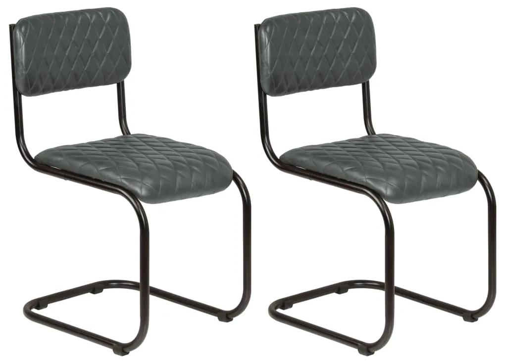 246378 vidaXL Jídelní židle 2 ks šedé pravá kůže