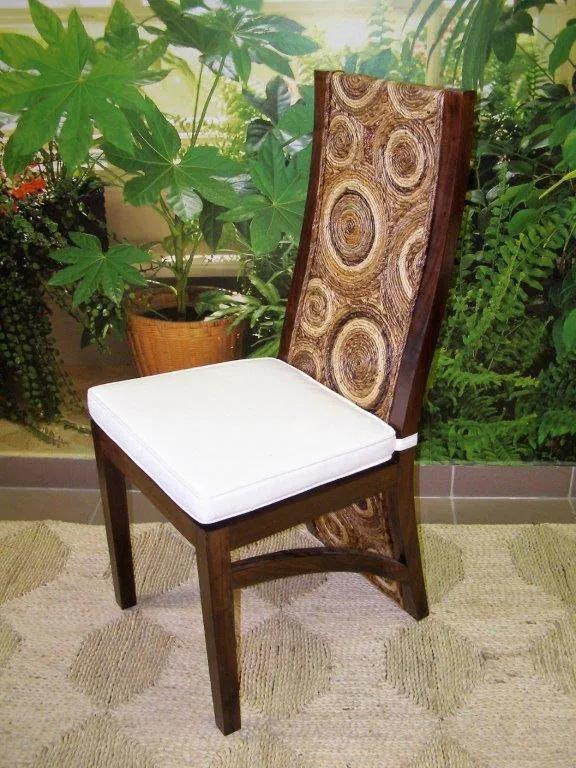 Ratan jídelní židle HAIFA - mahagon - banánový list