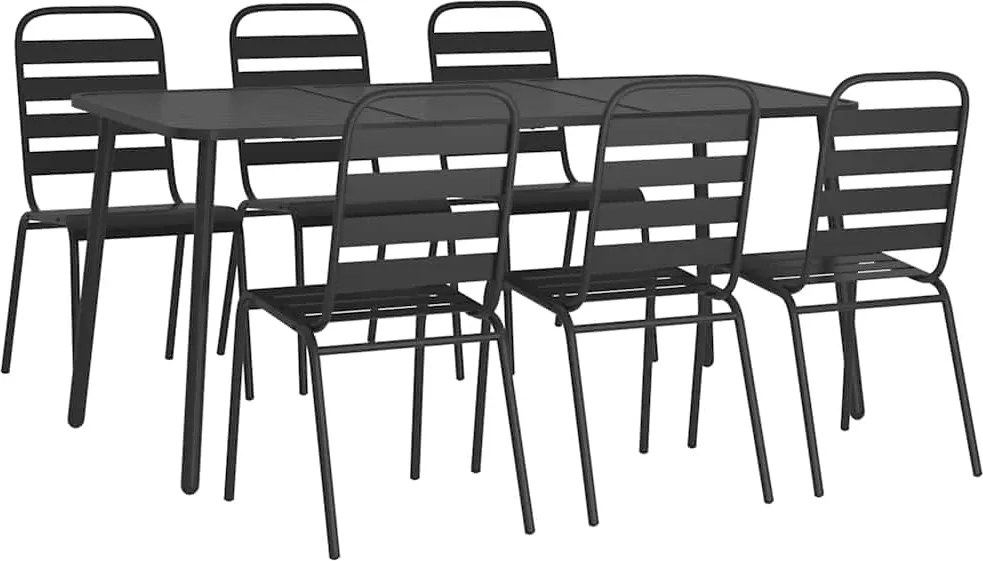 7dílný zahradní jídelní set antracitový ocel 3187993