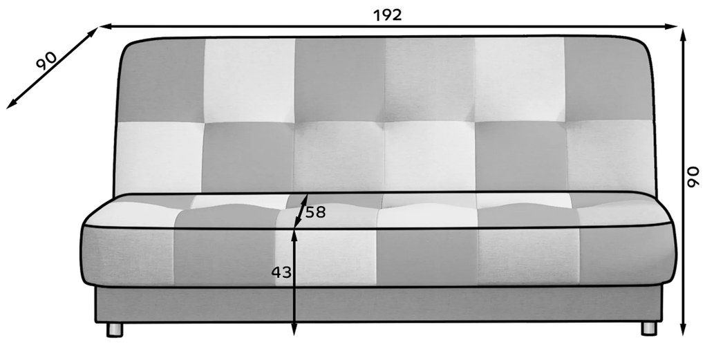 Eltap Rozkládací pohovka Cayo Materiál a barva potahu: Sawana 14, Sawana 05 - černá