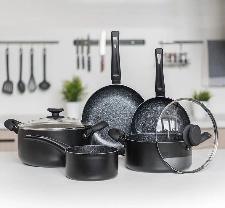 Sada nádobí s nepřilnavým povrchem BLACK STONE 7 dílů