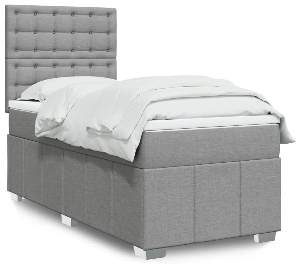 Box spring postel s matrací světle šedá 80 x 200 cm textil 3291509
