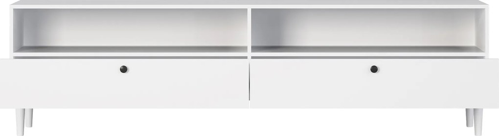 TV stolek s policí a skříňkami DULLUM 200x58cm, bílý