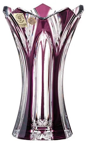Bohemia Crystal Broušená váza Lotos 155mm - fialová