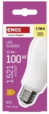 Emos lighting LED žárovka Classic A60 / E27 / 13 W (100 W) / 1521 lm / teplá bílá 1525733281
