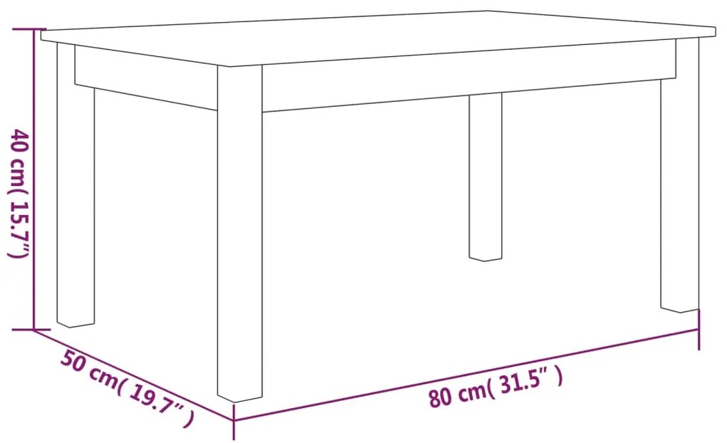 Konferenční stolek bílý 80 x 50 x 40 cm masivní borové dřevo - Default Title