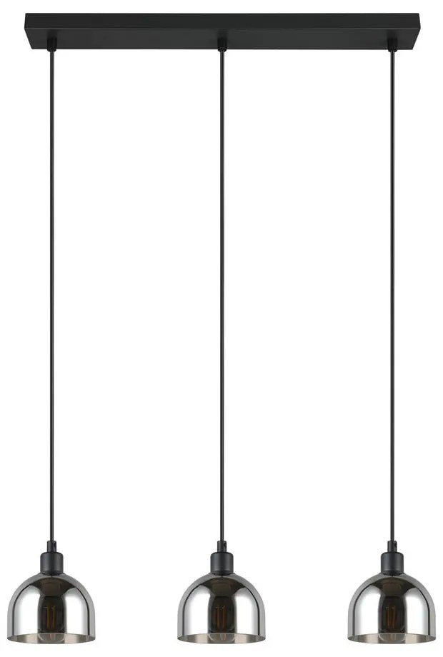 Závěsné svítidlo se skleněným stínidlem v černo-stříbrné barvě Molly – Reality
