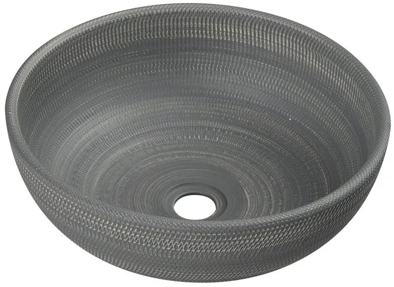 Sapho, PRIORI keramické umyvadlo, průměr 41 cm, 15 cm, barva šedá se vzorem, PI024