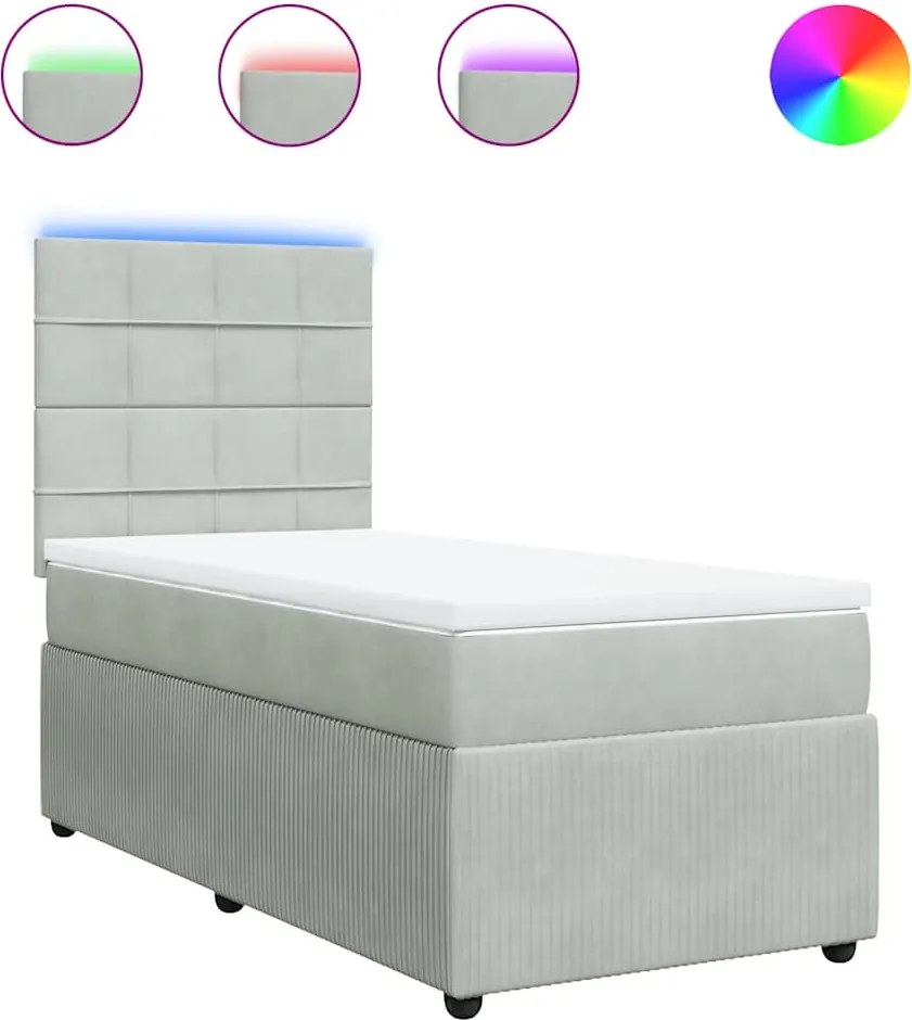 Box spring postel s matrací světle šedá 90x190 cm samet 3294514