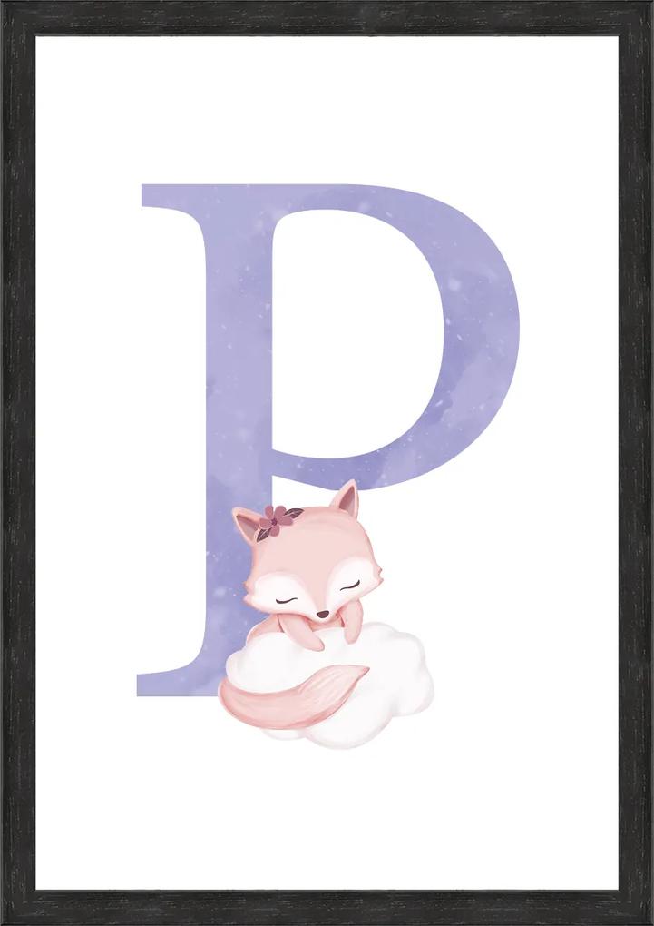 Abeceda písmena s liškou - Obraz, Plakát Velikost: A3 - 29,7x42 cm, Volba rámu: s bílým rámem, Písmeno: Ž
