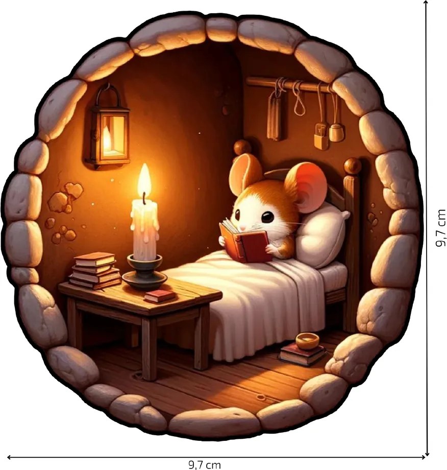 PIPPER. Samolepka na zeď "Myš v domečku 6"