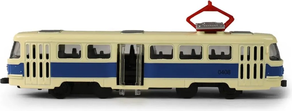RAPPA Kovová česká retro tramvaj Tatra T3 s otevíracími středními dveřmi - 16 cm - modrá
