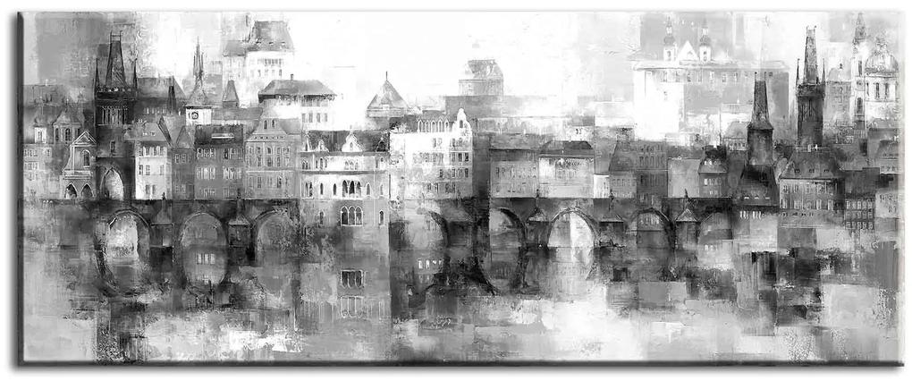Obraz Staré Město pražské Grey Velikost (šířka x výška): 75x30 cm