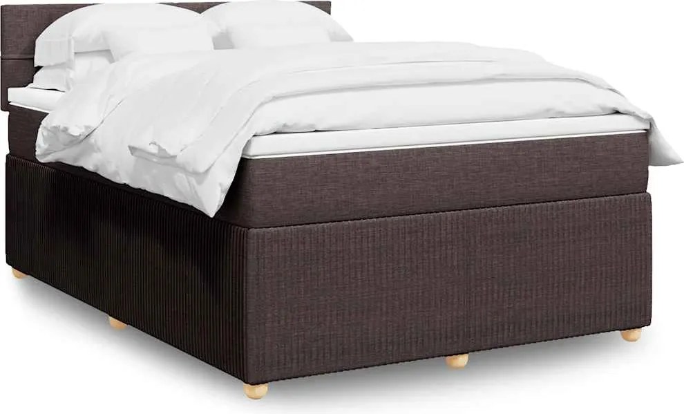 Box spring postel s matrací tmavě hnědá 140x190 cm textil 3287454