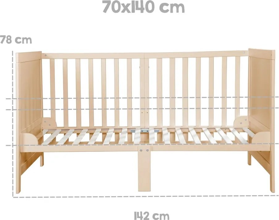 Postýlka s nastavitelnou výškou 70x140 cm v přírodní barvě Easy Sleep – Roba