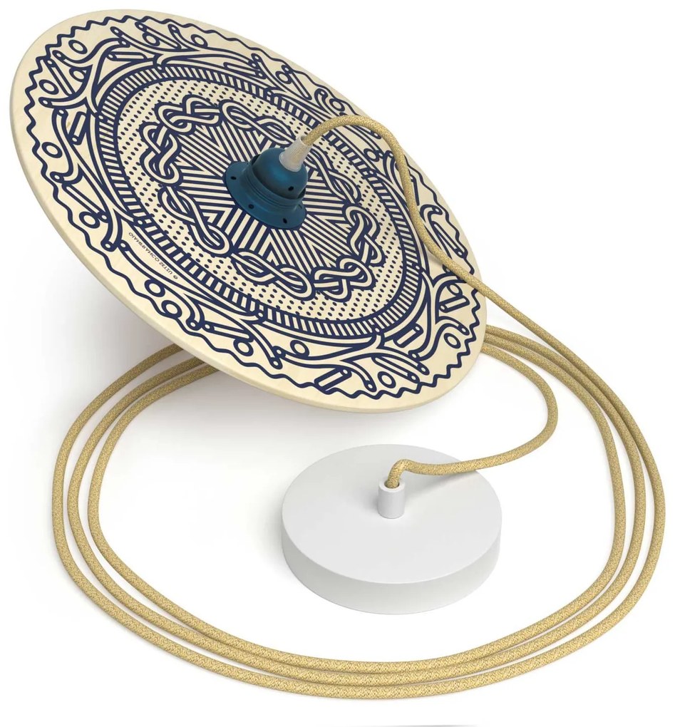 creative cables Závěsná lampa s textilním kabelem, dřevěným stínidlem pemberly pond a kovovými detaily Barva: Chiara Fucà