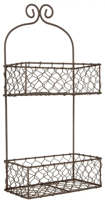 Drátěná závěsná polička se 2 košíky Filaire – 20x12x45 cm