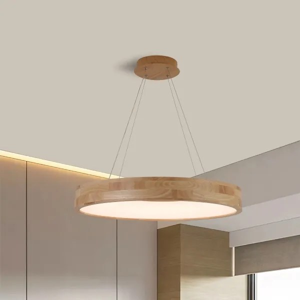 Brilagi -LED Lustr na lanku FALCON WOOD LED/40W/230V 3000/4000/6000K 60 cm dřevo