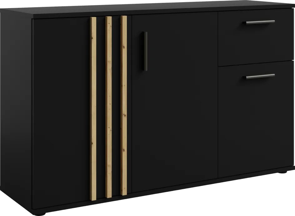 Komoda, 3D1S, černá/dub artisan, TOLIS TYP 2