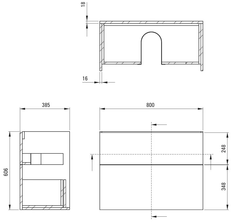 Deante Tubo, závěsná skříňka 800x385x600 mm, kašmír matný, DEA-STU_KU81
