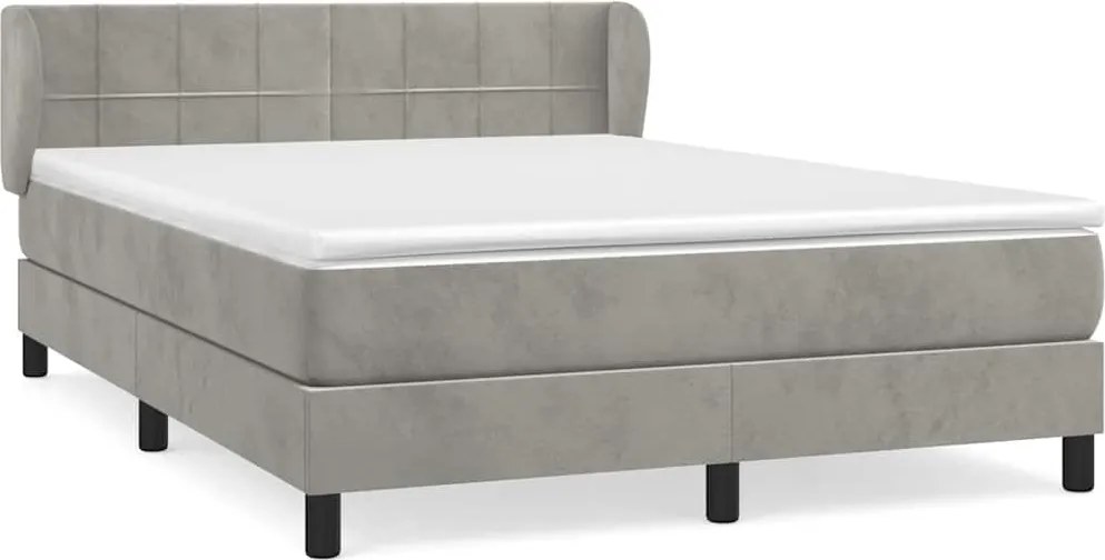 Box spring postel s matrací světle šedá 140x200 cm samet 3127493