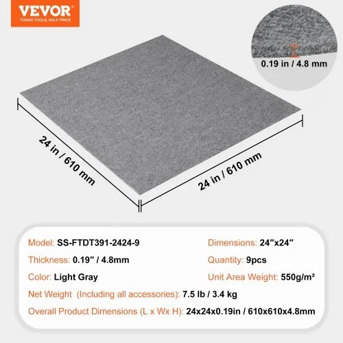 Kobercové dlaždice odlupujte a přilepte, čtvercové samolepicí 61 × 61 cm