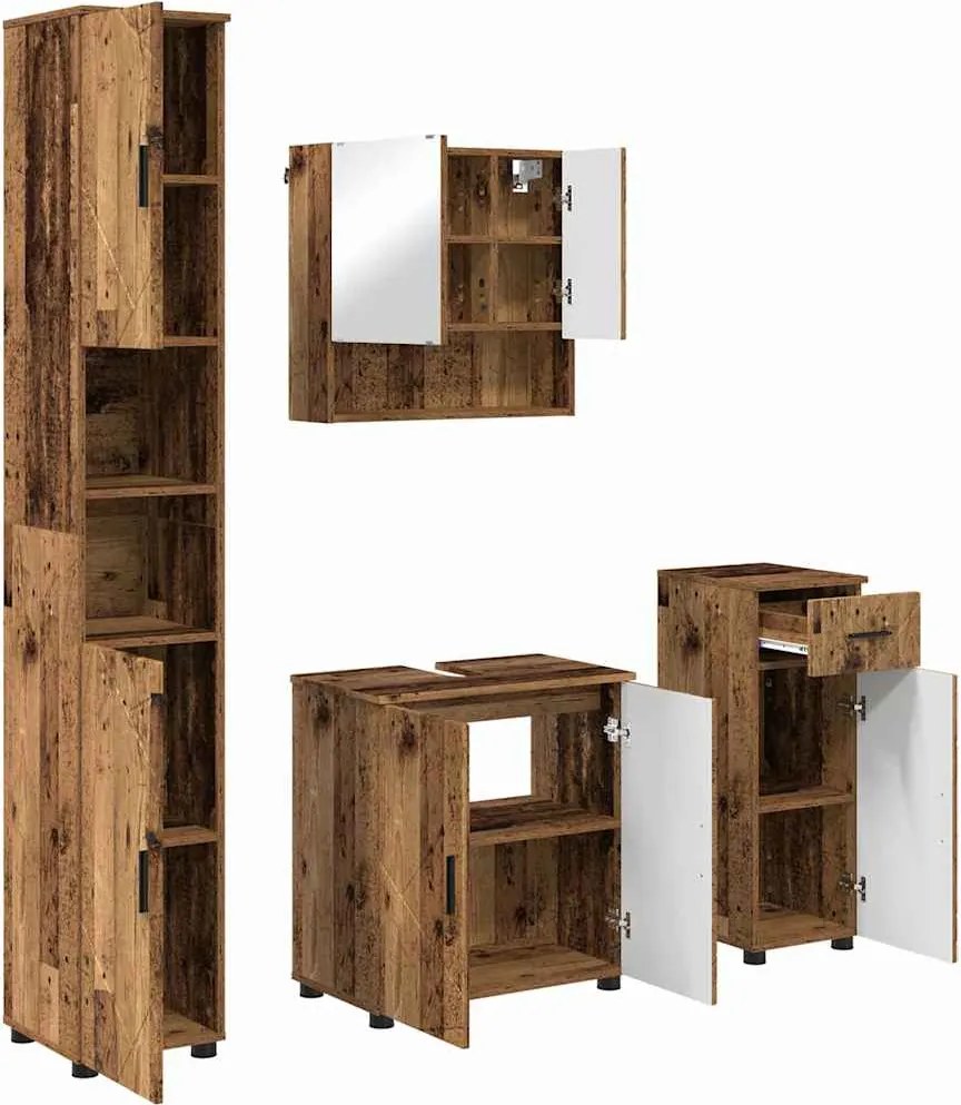 Sada koupelnového nábytku 4 ks Staré dřevo 61 x 35 x 64 cm 3392981