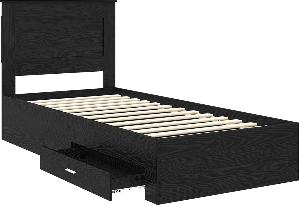 Rám postele se zásuvkou Černý dub 90 x 200 cm Kompozitní dřevo 3410367