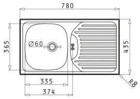 Pyramis 100139001 - Kuchyňský dřez ET78 78x43,5 cm satin