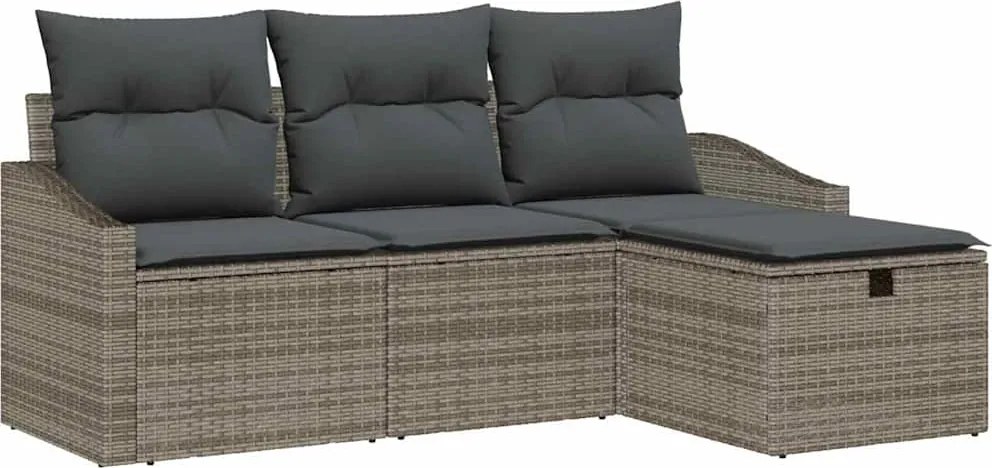 Set pohovek 4 ks Šedá polyratan 3359248
