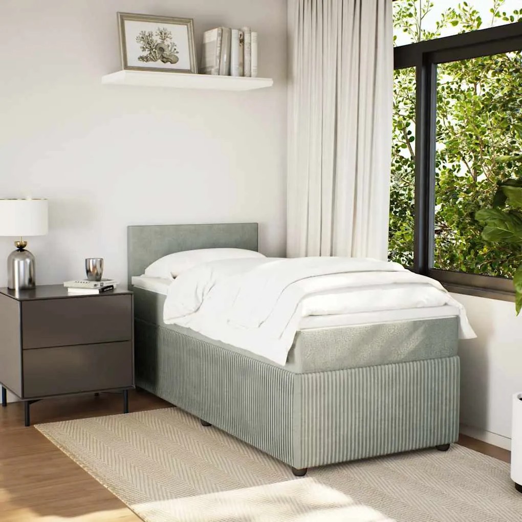 Box spring postel s matrací světle šedá 100x200 cm samet 3287656