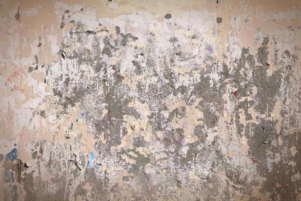 DIMEX | Samolepicí vliesová fototapeta na zeď Opadaná betonová zeď MA-5-2419 | 375 x 250 cm | bílá, béžová, šedá